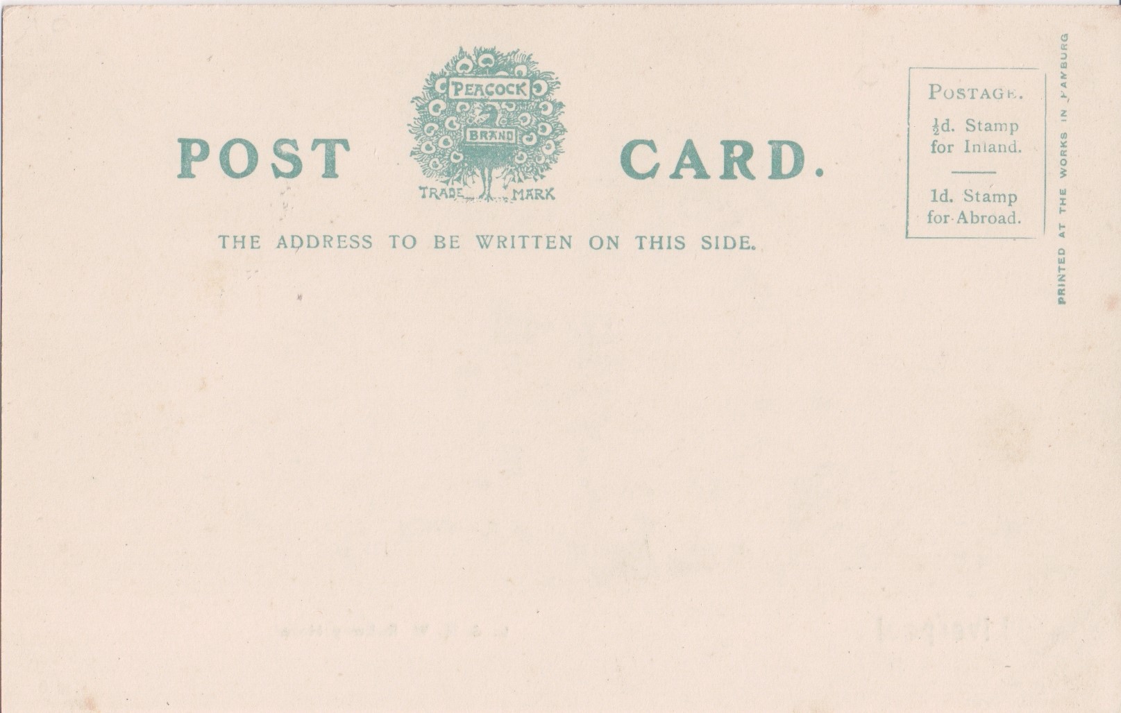 Peacock Brand – undivided-back postcards